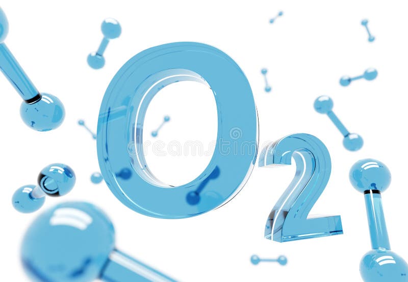 O2 - Blue Oxygen Molecule Symbol on White Background Stock Illustration ...