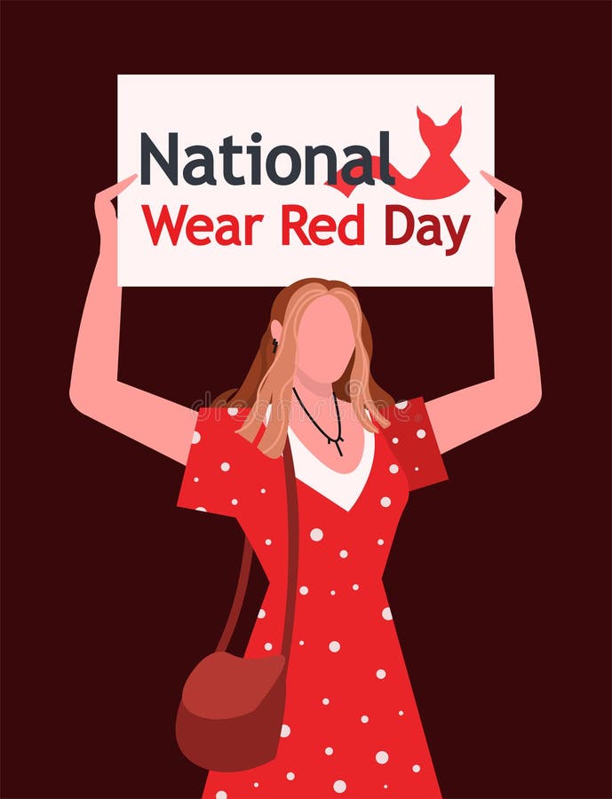 National Wear Red Day. Woman in a Red. Stock Vector - Illustration of ...