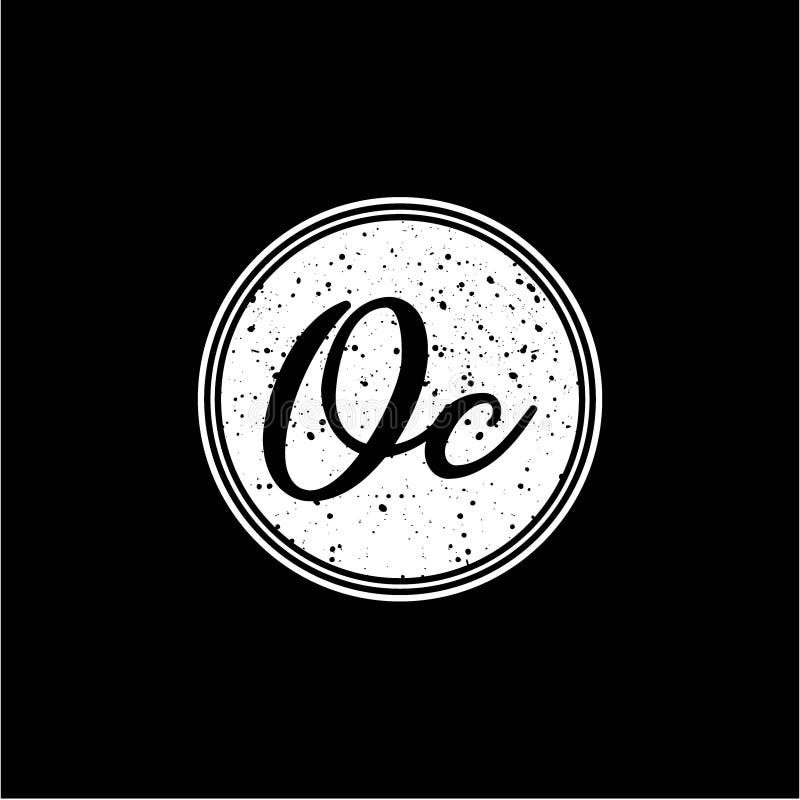 O C Initial Handwriting in Black and White Circle Frame Design Stock ...