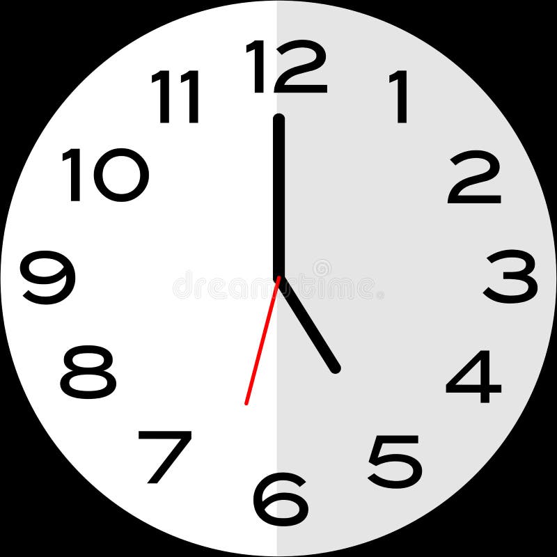 5 O`clock Analog Clock Icon Stock Illustration - Illustration of hand ...