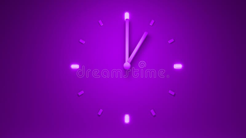 1 O Clock am Pm Backlit Purple Clock Time 3D Illustration 3D Rendering ...