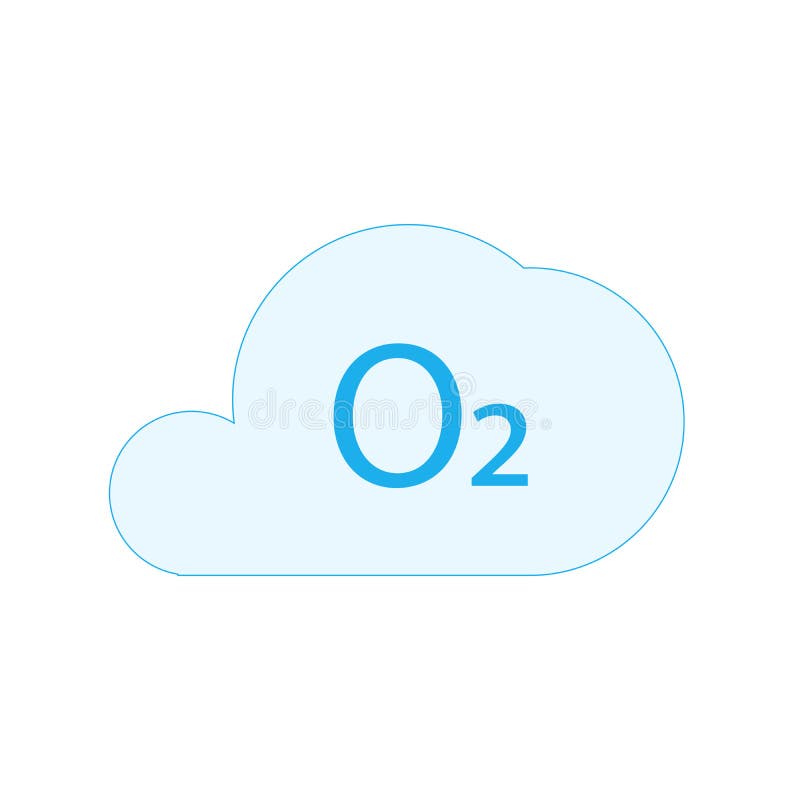 Blue O2 Cloud Oxygen Icon, Vector Illustration Isolated on White ...