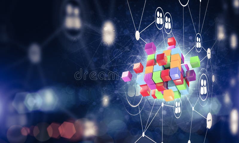 O Conceito Do Internet E Os Trabalhos Em Rede Com Cubo Digital Figuram ...