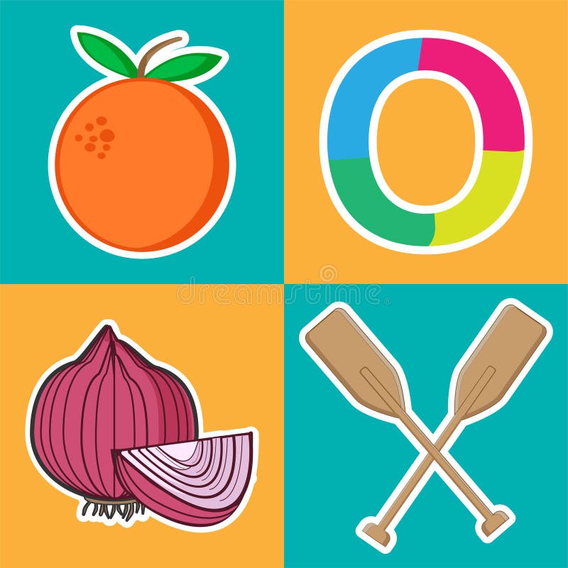 O Letter Flashcard Vector stock illustration. Illustration of creative ...