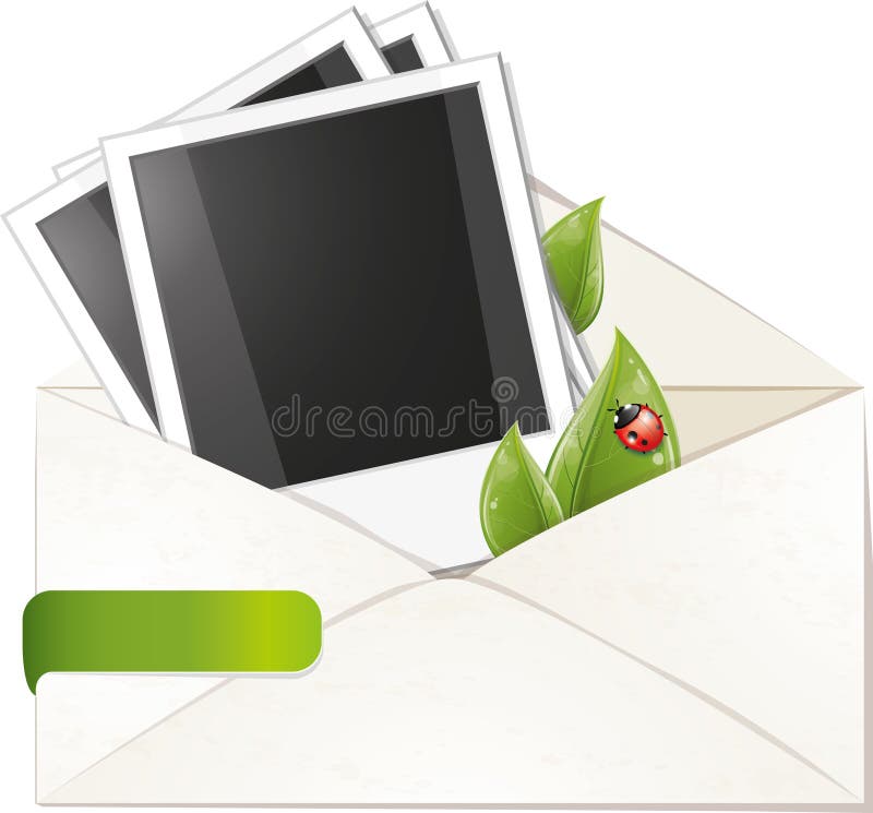 O Frame Em Branco Da Foto Com Verde Sae No Envelope Ilustração do Vetor ...