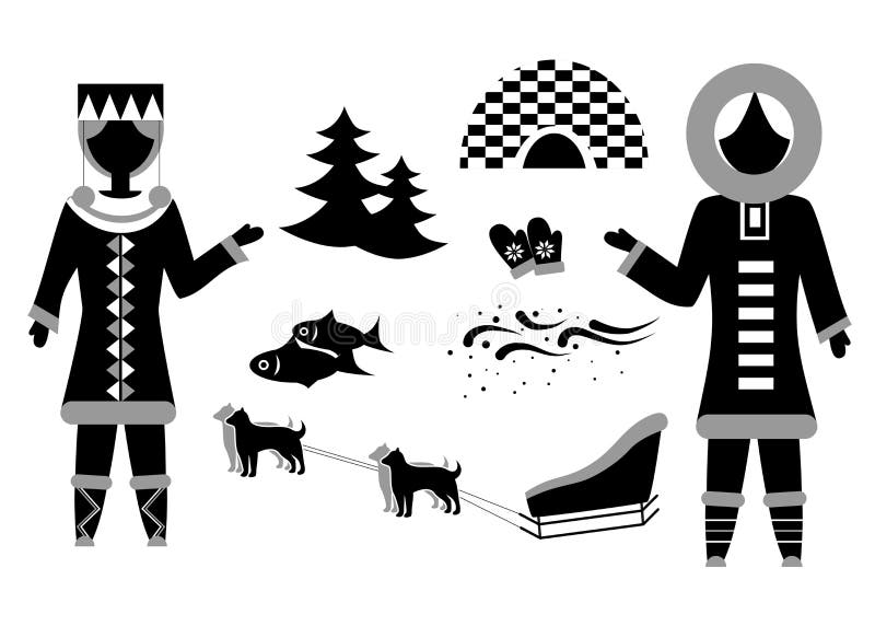 O grupo do esquimó ilustração do vetor. Ilustração de naturalization ...