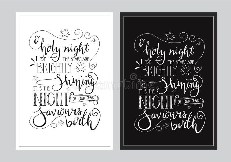 O Holy Night Black and White Script Stock Vector - Illustration of ...