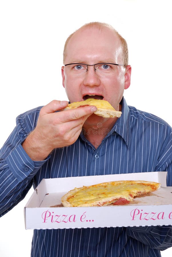 Homem come pizza imagem de stock. Imagem de caucasiano - 13285769