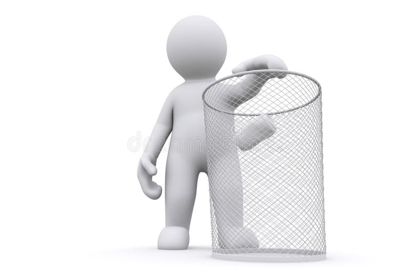 O Homem 3d Branco Que Joga Pode No Lixo Ilustração Stock - Ilustração ...
