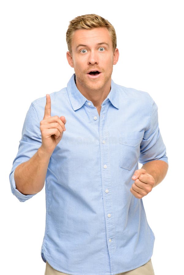 Homem Feliz Que Aponta - Retrato No Fundo Branco Imagem de Stock ...