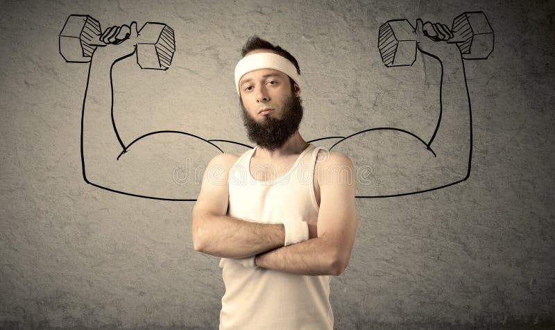 O Homem Magro Quer Ser Forte Imagem de Stock - Imagem de masculina ...