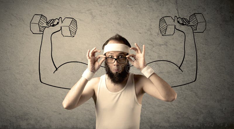 O Homem Magro Quer Ser Forte Imagem de Stock - Imagem de masculina ...