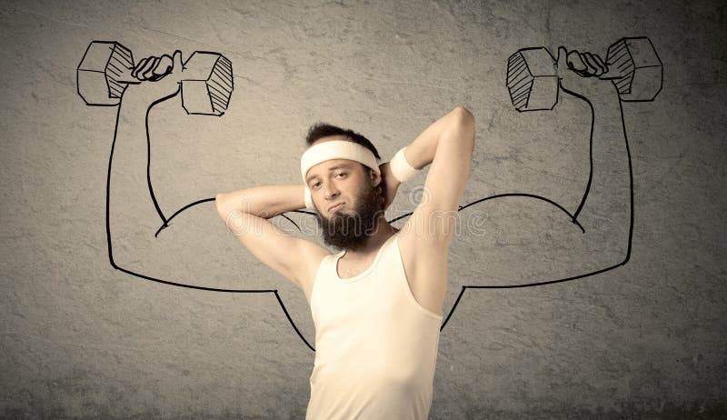 O Homem Magro Quer Ser Forte Foto de Stock - Imagem de fundo, preto ...