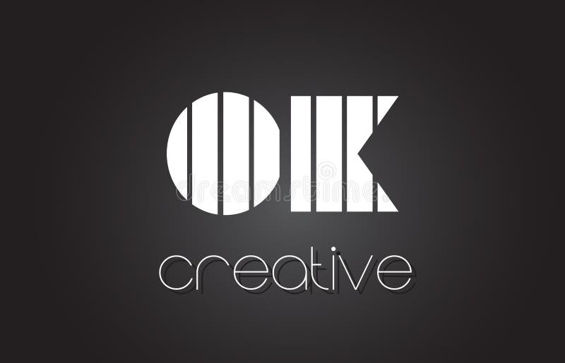 O.K. Letter GIUSTO Logo Design with White E Linee Nere Illustrazione ...