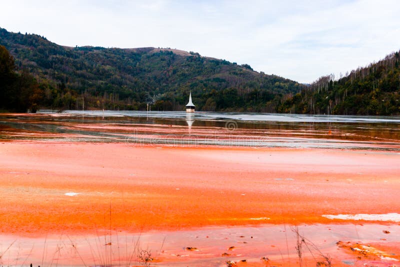 Poluated lake stock image. Image of water, iron, nature - 98463355