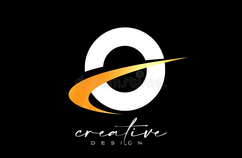 O Letter Logo Design with Creative Golden Swoosh. Letter O Initial Icon ...