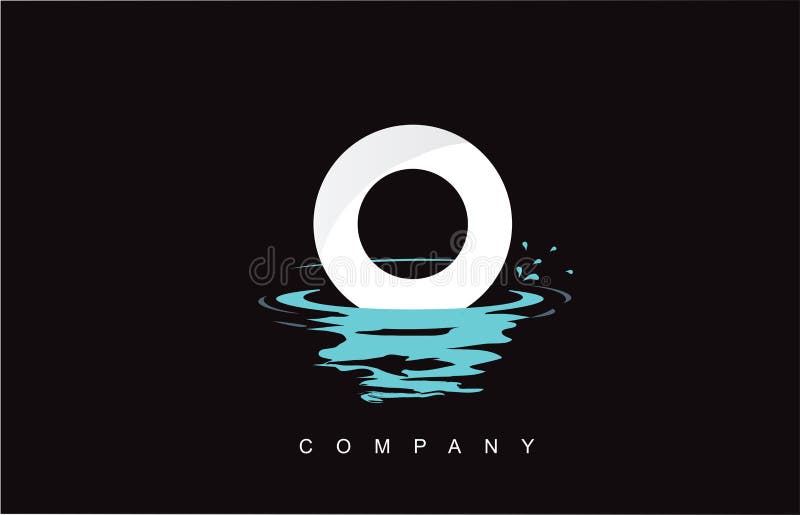O Letter Logo Design with Water Splash Ripples Drops Reflection Stock ...