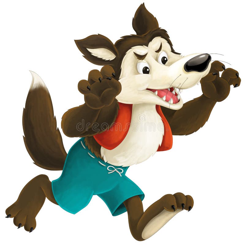 O Lobo Dos Desenhos Animados Ilustração Stock - Ilustração de feliz ...