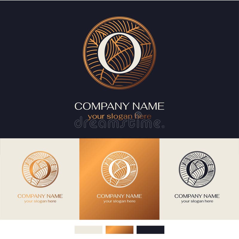 The O Logo in a Beautiful Round Leaf Frame. Letter O Logo Template ...