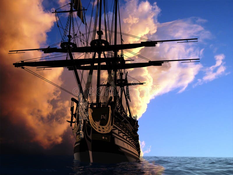 O navio antigo ilustração stock. Ilustração de geografia - 7310505