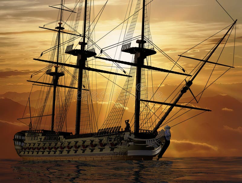 O navio antigo ilustração stock. Ilustração de tempestade - 7532999