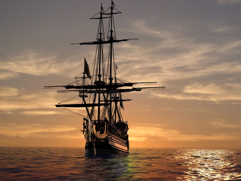 O navio antigo ilustração stock. Ilustração de antigo - 7642760