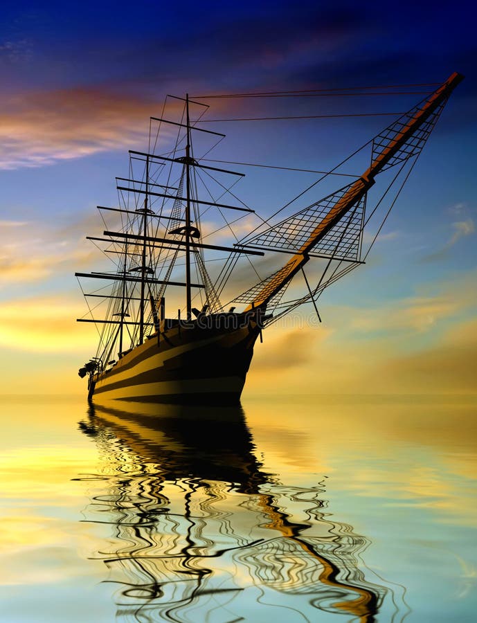 O navio antigo ilustração stock. Ilustração de vento, transporte - 9498233