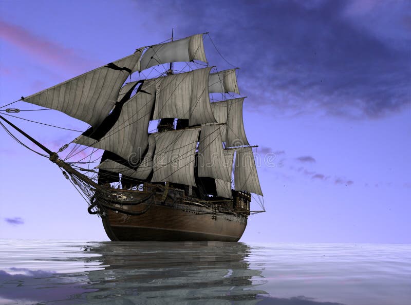 O navio antigo ilustração stock. Ilustração de mastro - 9499148