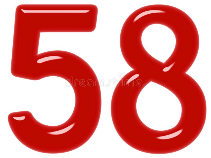 O Numeral 58, Cinquenta E Oito, Isolado No Fundo Branco, 3d Rende ...