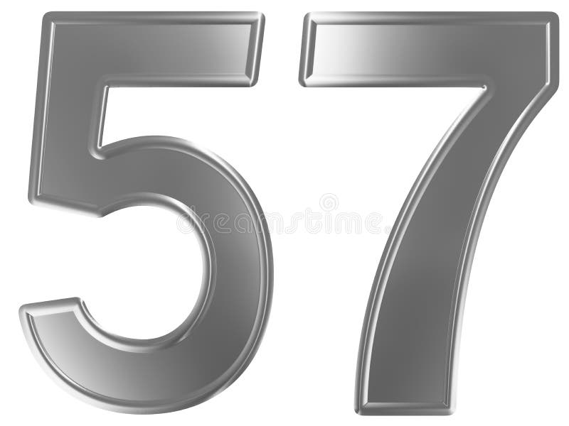 O Numeral 57, Cinquenta E Sete, Isolado No Fundo Branco, 3d Rende ...