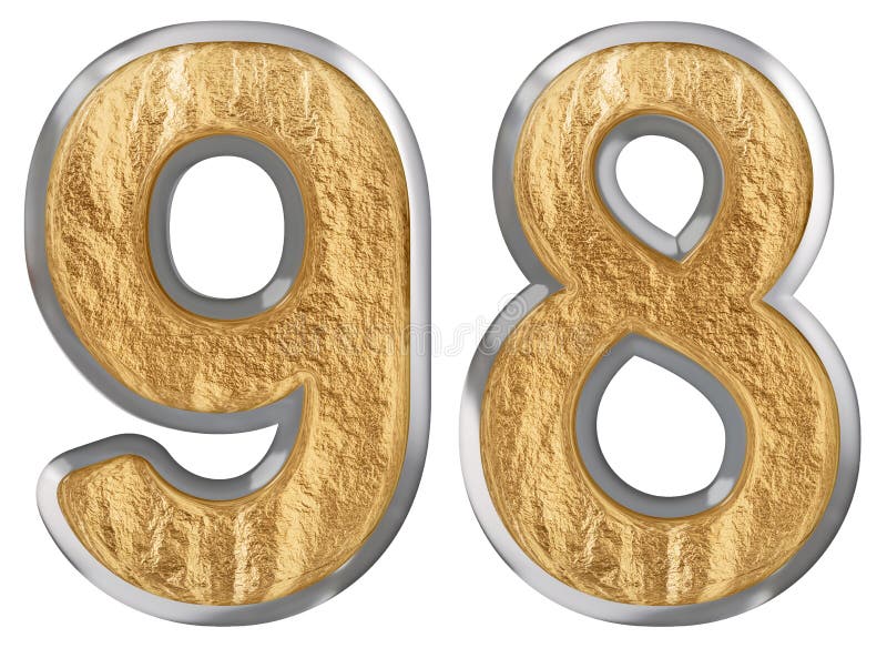 O Numeral 98, Noventa E Oito, Isolado No Fundo Branco, 3d Rende ...