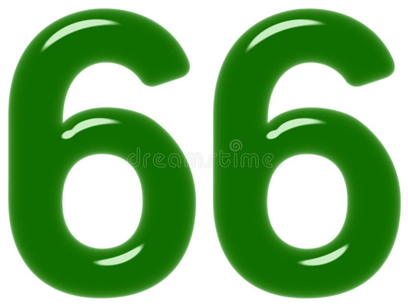 O Numeral 66, Sessenta E Seis, Isolado No Fundo Branco, 3d Rende ...