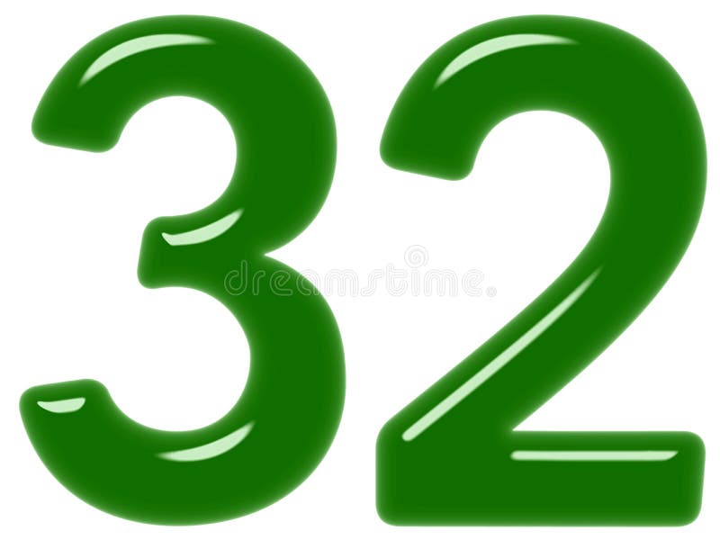 O Numeral 32, Trinta E Dois, Isolado No Fundo Branco, 3d Rende ...