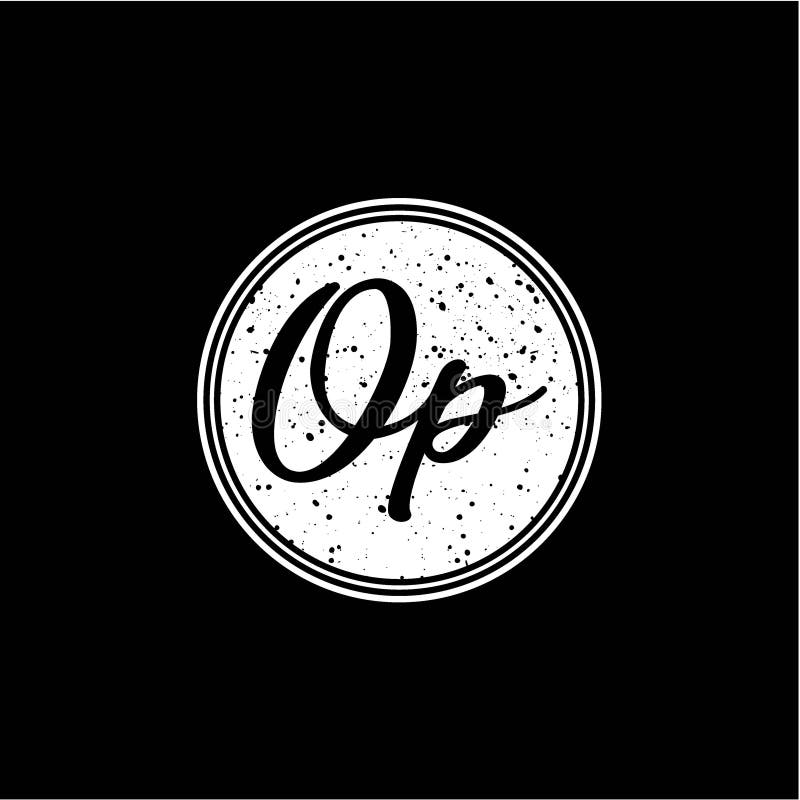 O P Initial Handwriting in Black and White Circle Frame Design Stock ...