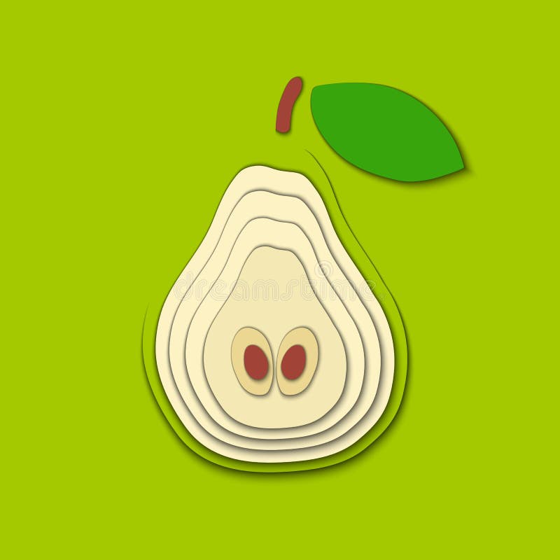 O Papel Do Vetor Cortou O Fruto Verde Da Pera, Formas Cortadas E ...