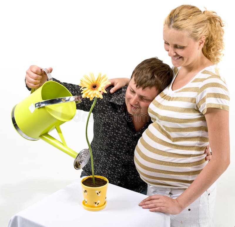 O Par Expectante Molha a Flor Foto de Stock - Imagem de vaso, barriga ...