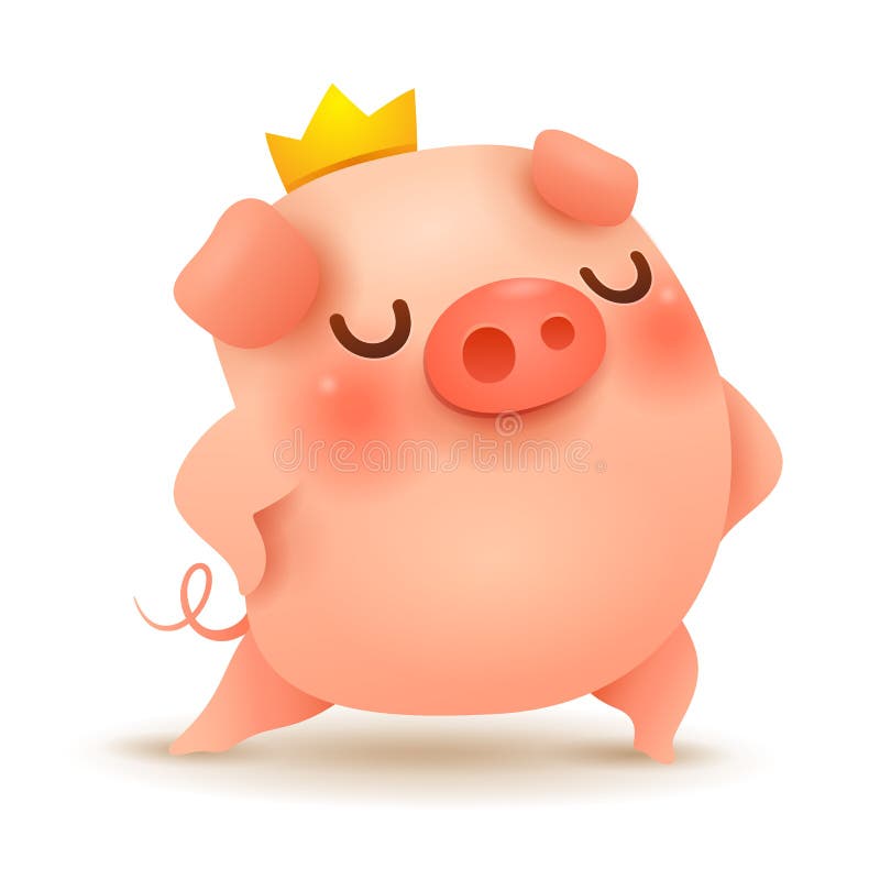 O rei pequeno bonito Pig ilustração do vetor. Ilustração de fofofo ...