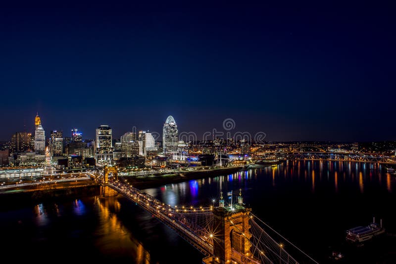 O Rio Ohio E Cincinnati, Ohio No Por Do Sol Foto Editorial - Imagem de ...