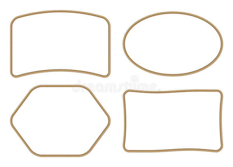 Yellow Rope Woven Vector Border with Rope Knots, Square Vector Frame ...