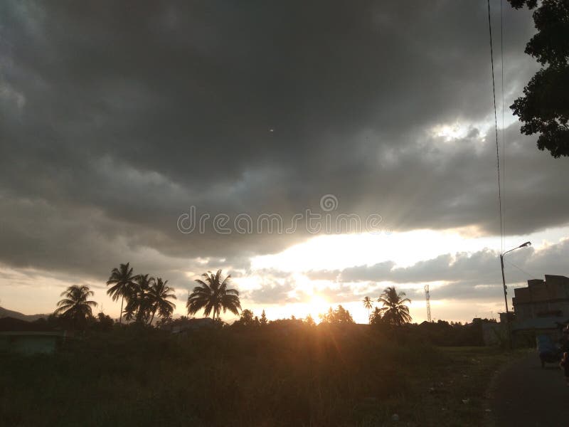 O Sol Da Tarde Como a Silhueta Foto de Stock - Imagem de silhueta ...