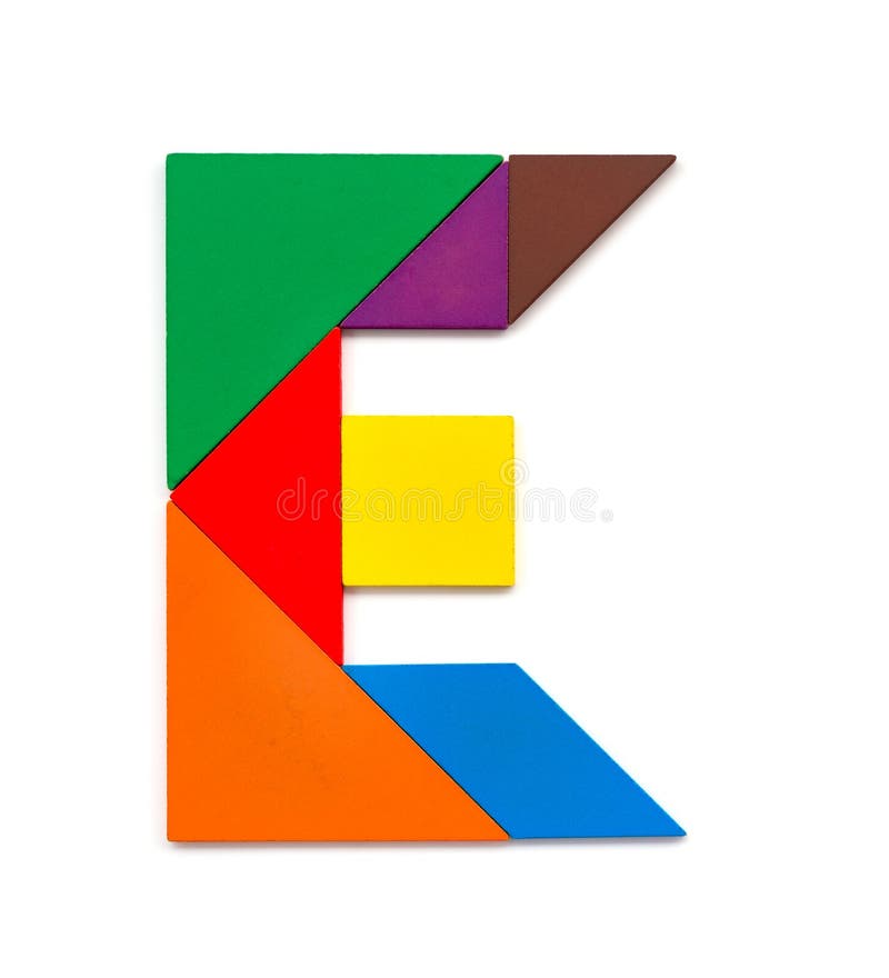 O Tangram Deu Forma Como Uma Letra E No Branco Foto de Stock - Imagem ...