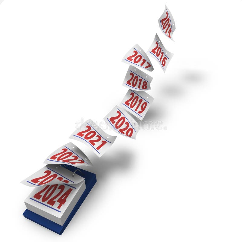 O Tempo Voa Mostrando a Década Desde 2015 Até 2024 Ilustração Stock ...