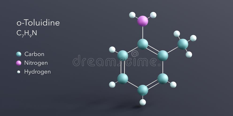 O-toluidine Molecule 3d Rendering, Flat Molecular Structure with ...