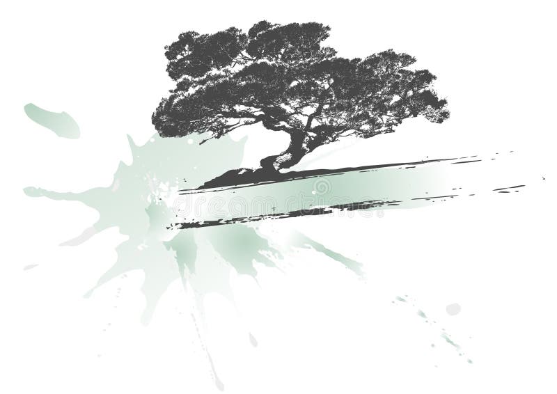 Oak tree wih a banner stock vector. Illustration of sign - 18565949