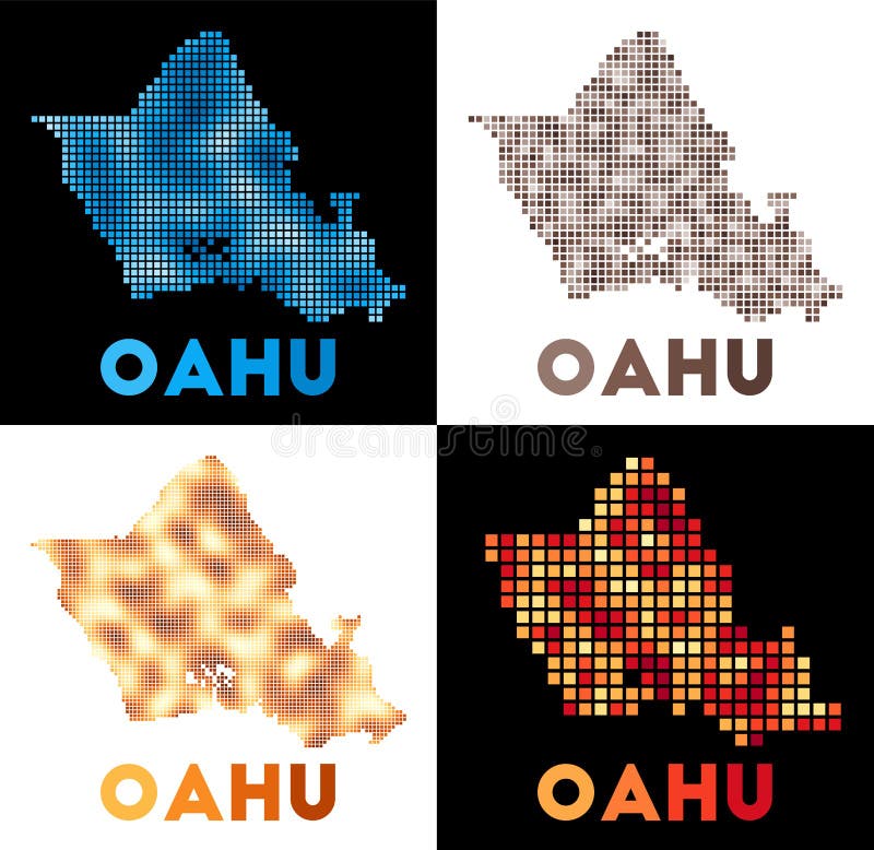 Oahu map. stock vector. Illustration of pixel, globe - 204281641