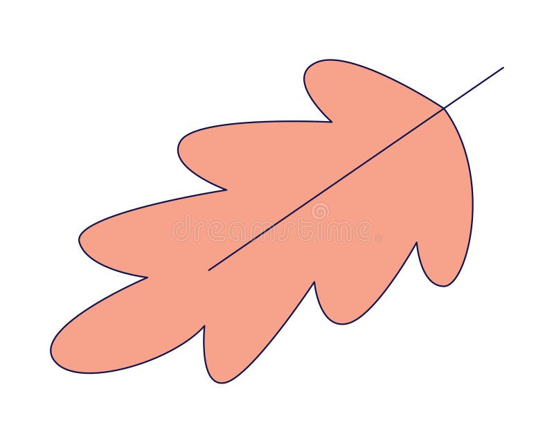 Oak Foliage Fall 2D Linear Cartoon Object Stock Vector - Illustration ...