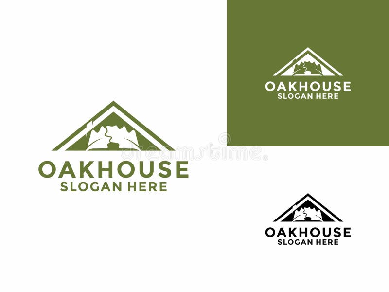 Oak House Logo Icon, Oak Leaf with Home Logo Design Illustration Vector ...