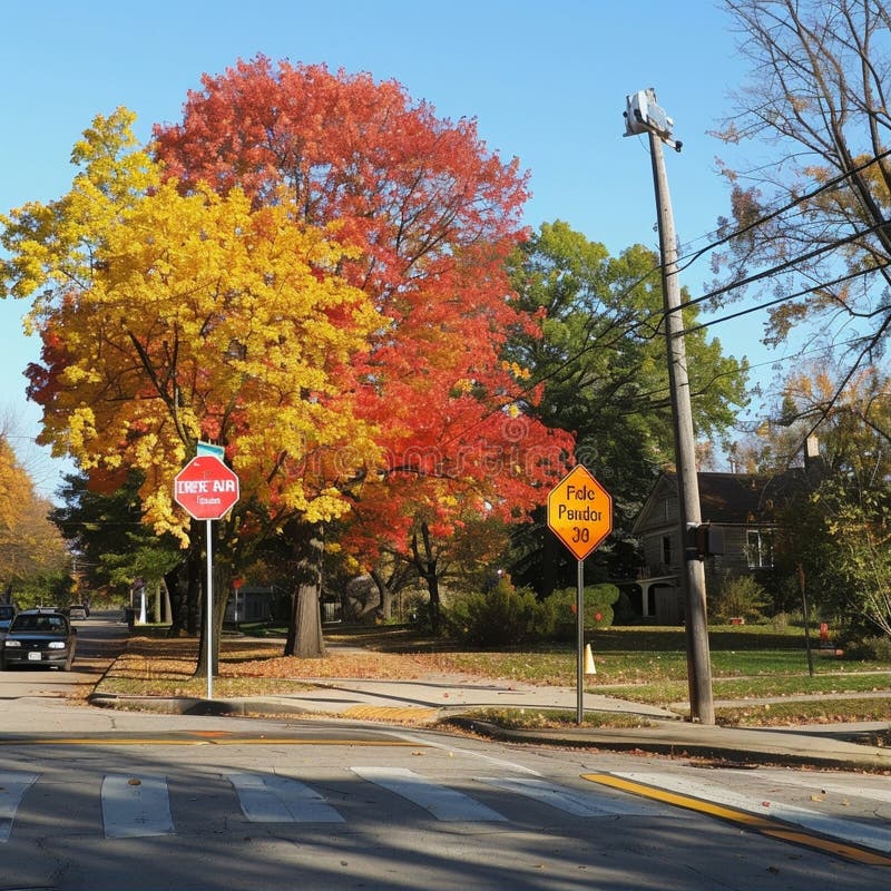 Oak and Lake Avenue Intersection with Clear Street Signs Stock ...