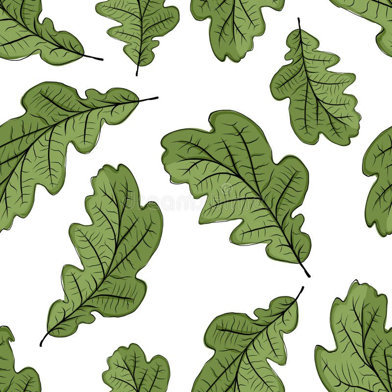 Oak Leaf Seamless Pattern For Your Design Stock Vector Illustration