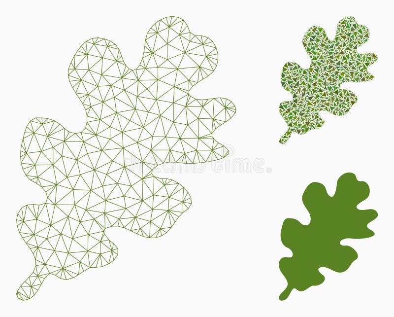 Oak Leaf Vector Mesh 2D Model and Triangle Mosaic Icon Stock Vector ...